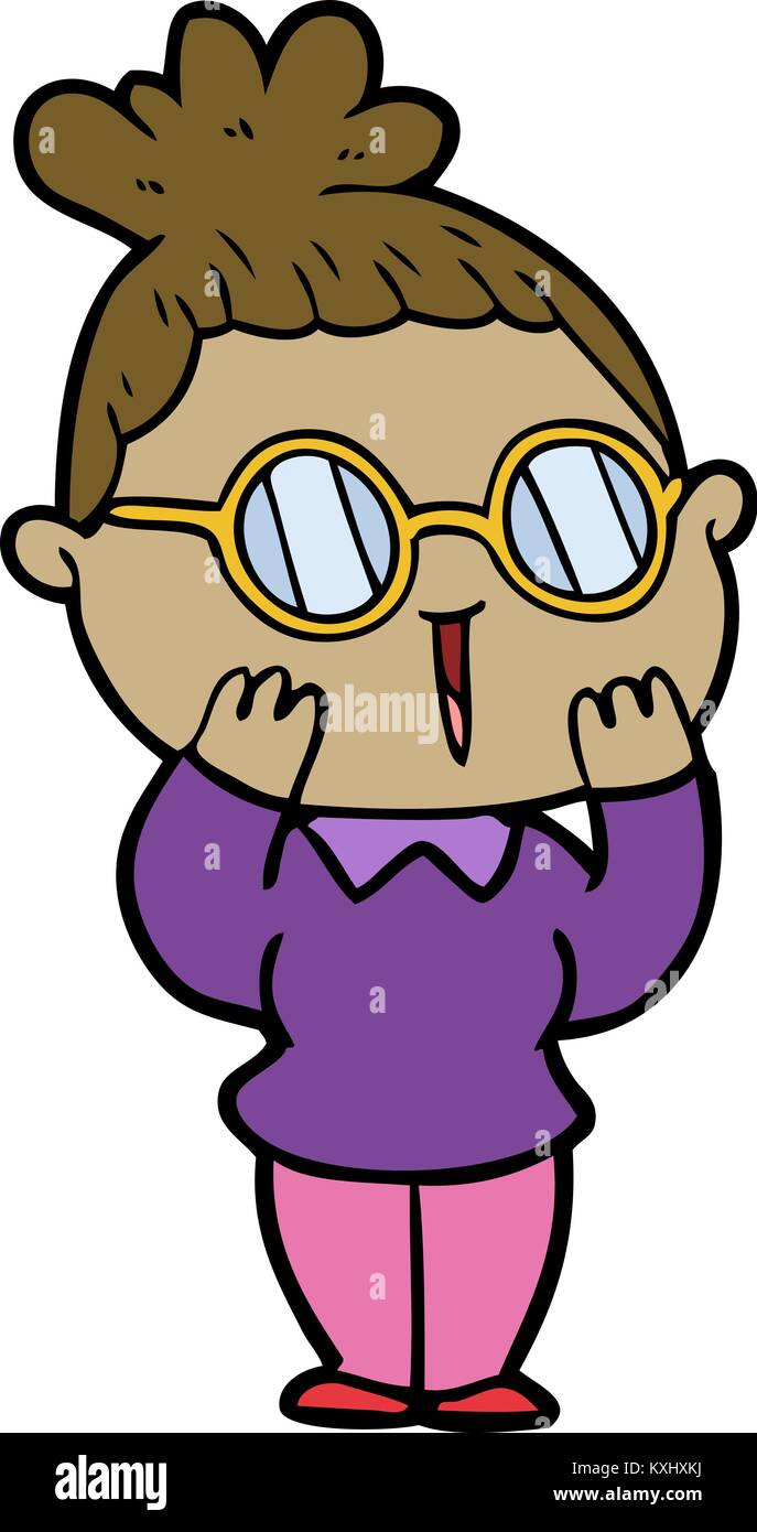 cartoon woman wearing spectacles Stock Vector Image & Art - Alamy