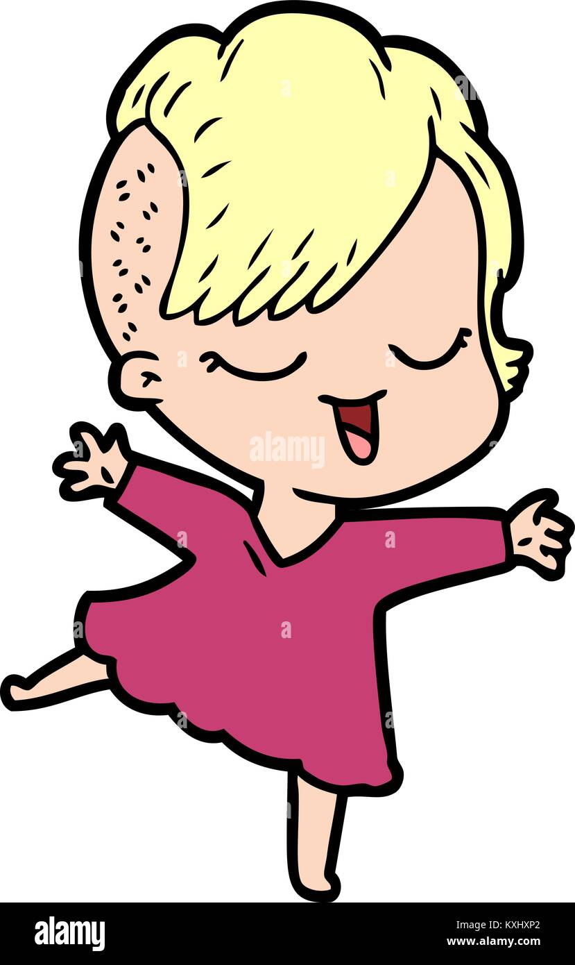 happy cartoon girl dancing Stock Vector Image & Art - Alamy