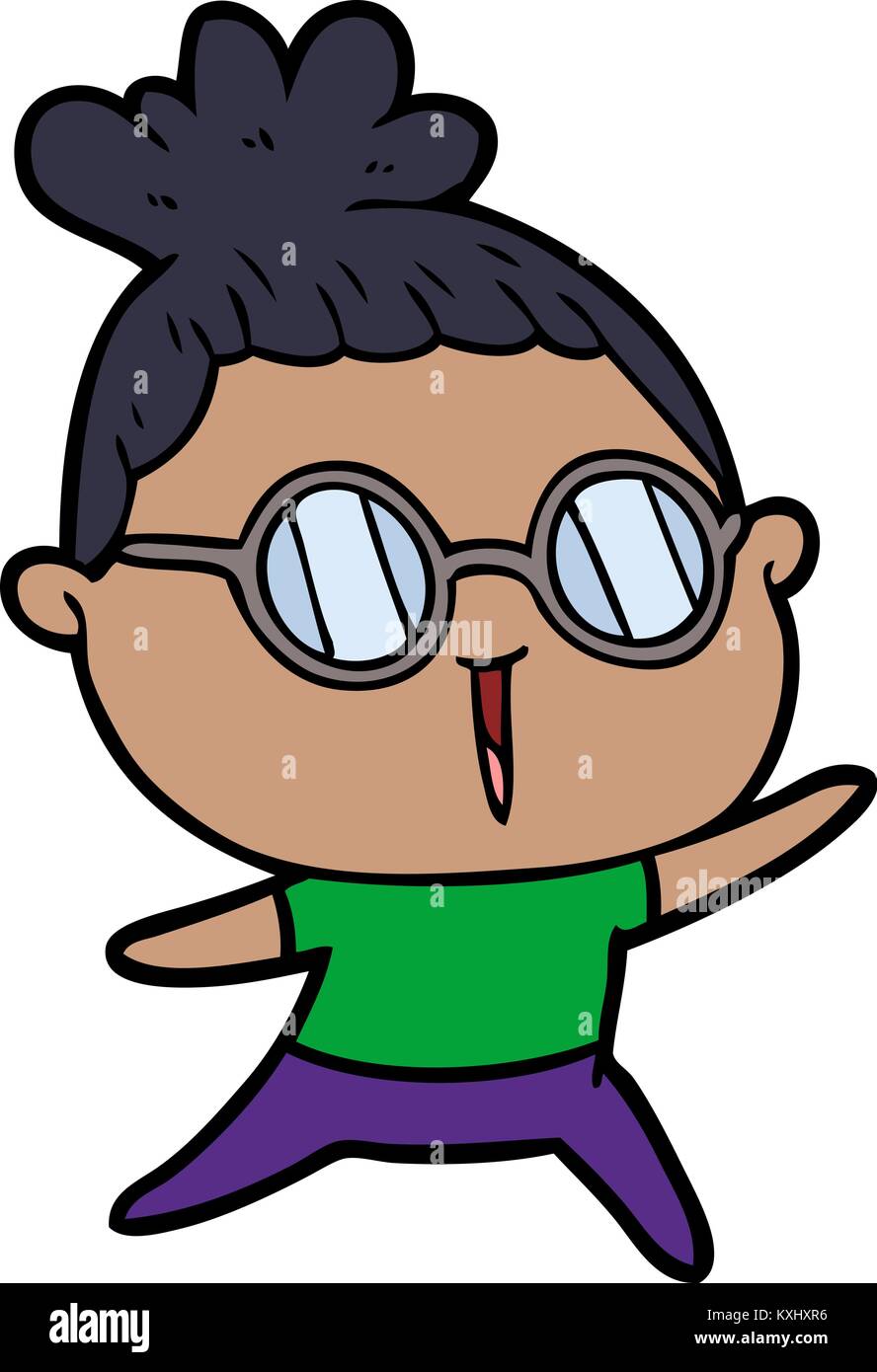 cartoon woman wearing spectacles Stock Vector Image & Art - Alamy