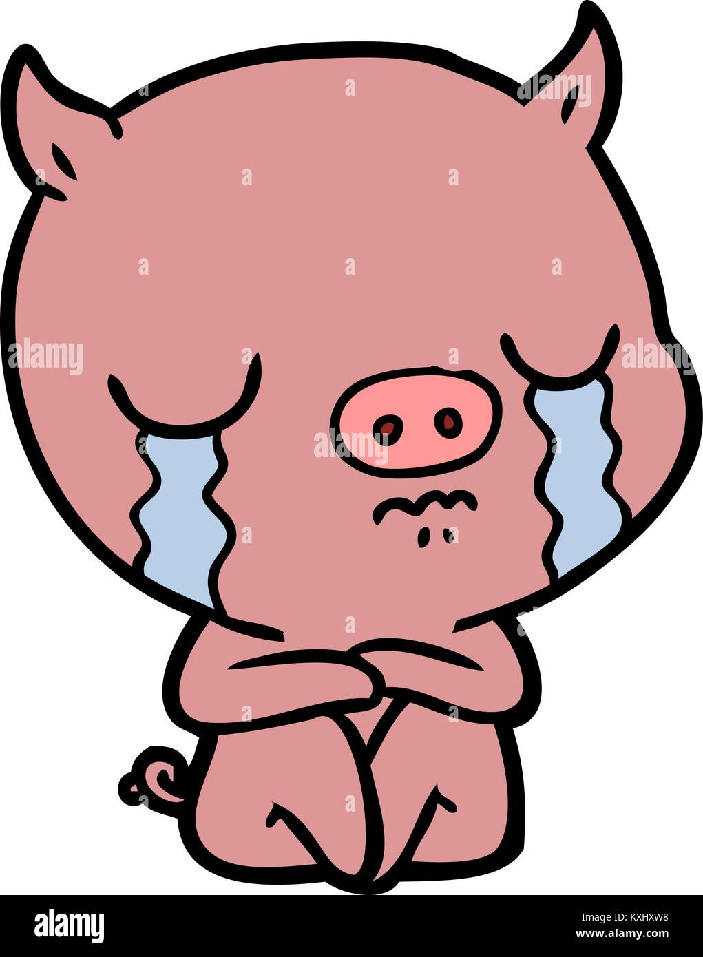 cartoon sitting pig crying Stock Vector Image & Art - Alamy