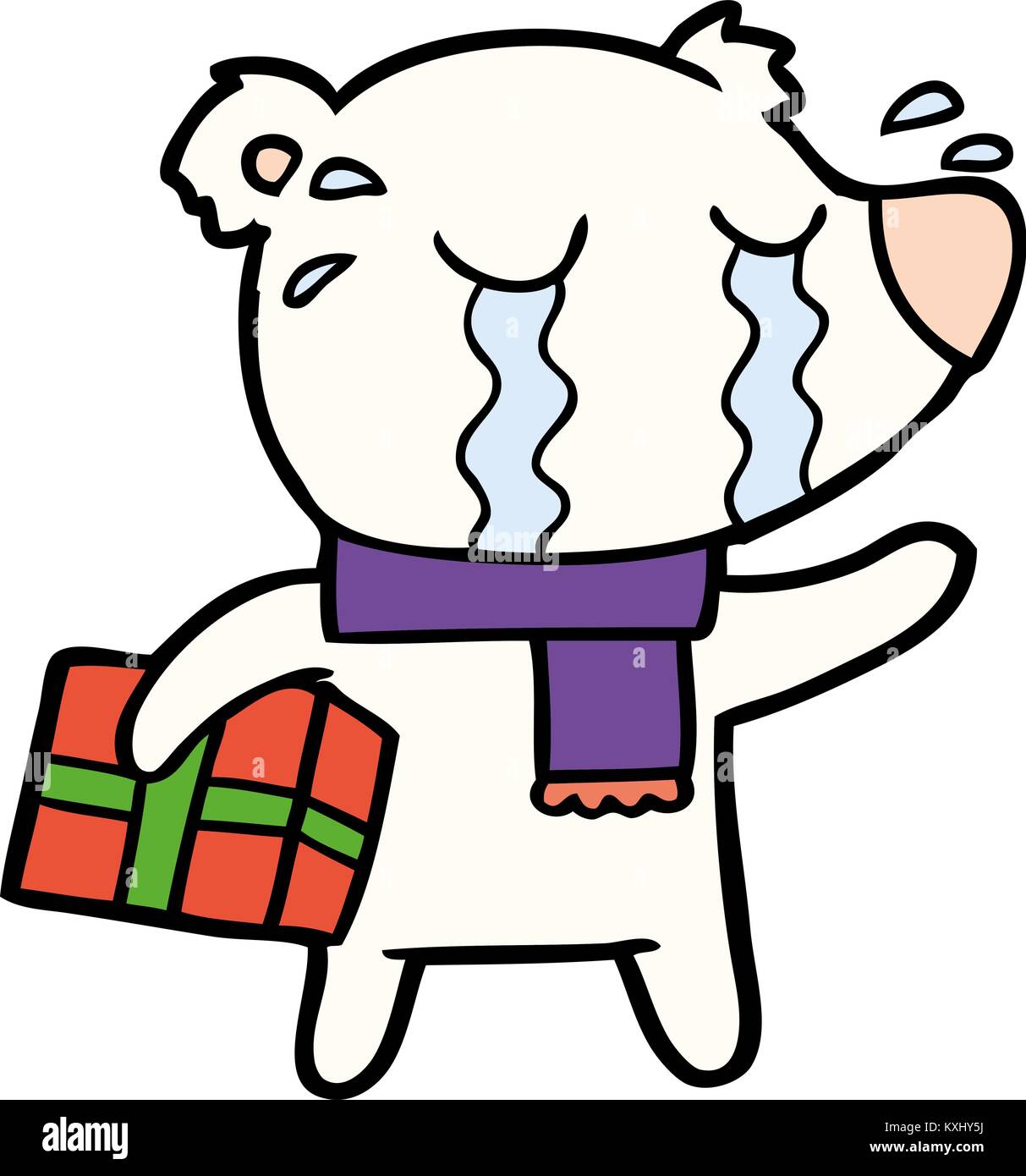 cartoon crying christmas polar bear Stock Vector Image & Art - Alamy