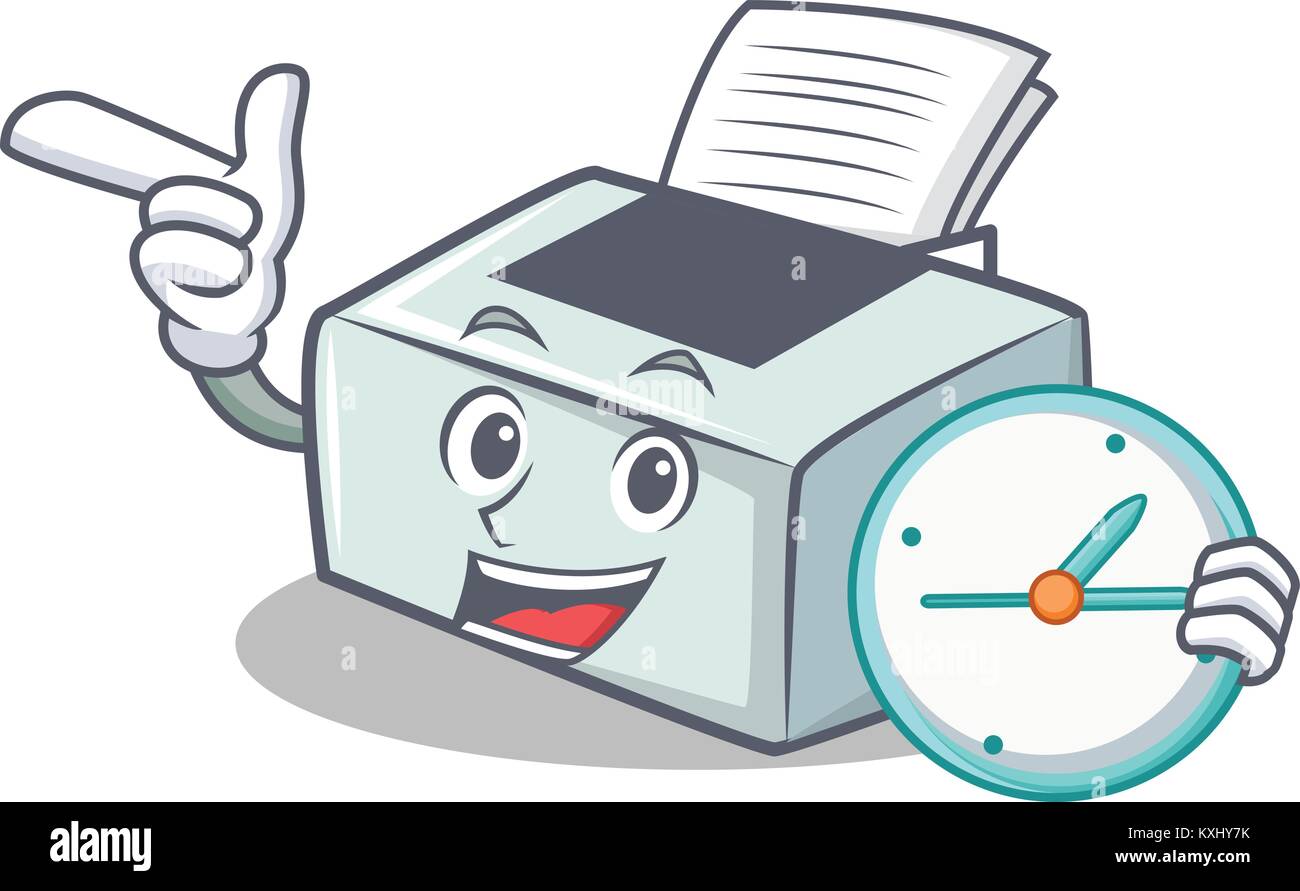 With clock printer character cartoon style Stock Vector Image & Art - Alamy