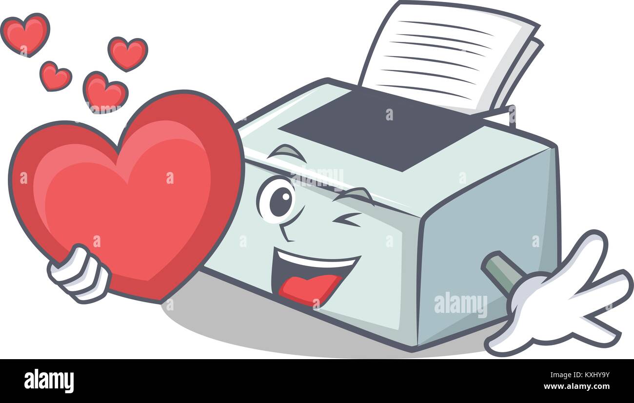 With heart printer mascot cartoon style Stock Vector Image & Art - Alamy