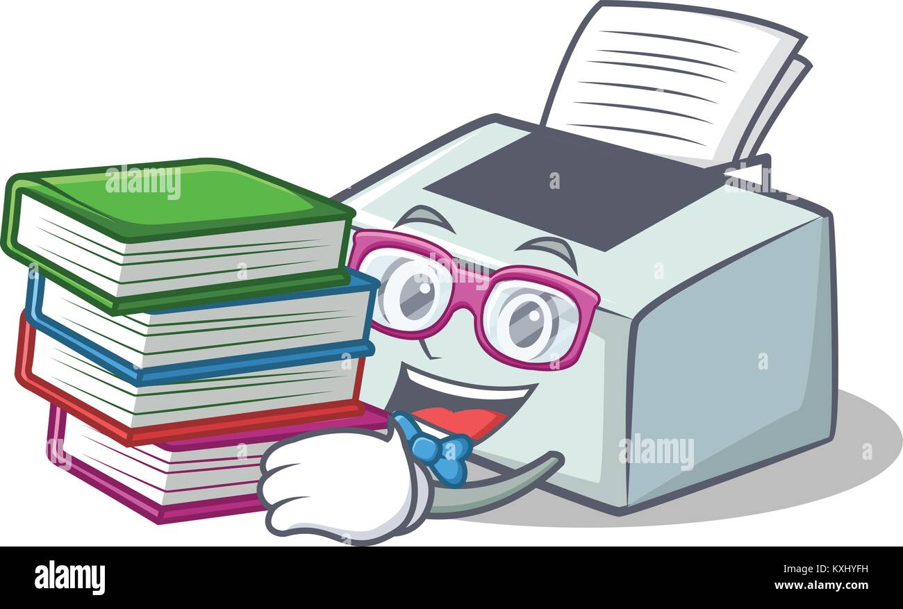 Student with book printer mascot cartoon style Stock Vector Image & Art ...