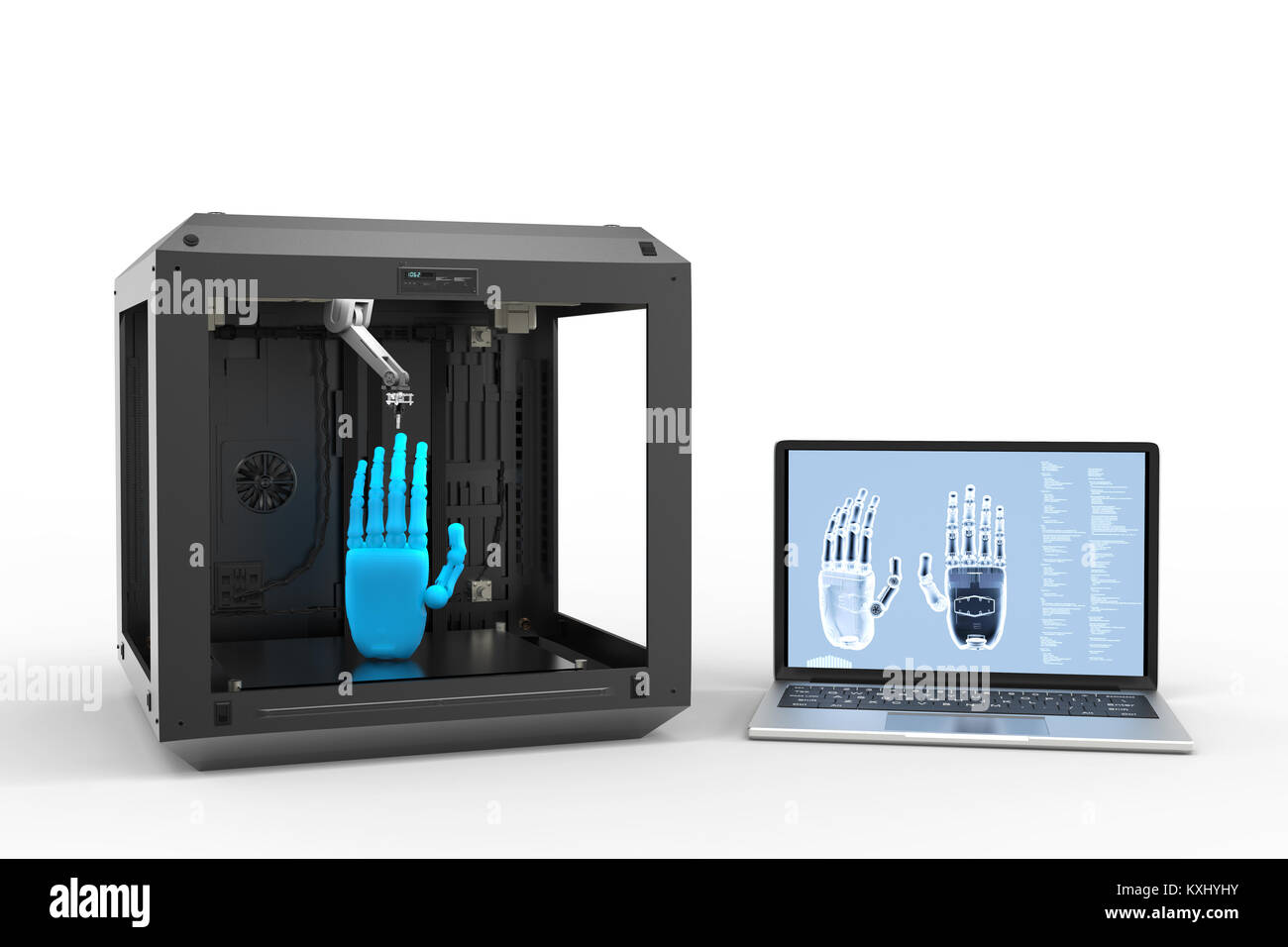 3d rendering 3d printer connect with computer notebook Stock Photo - Alamy