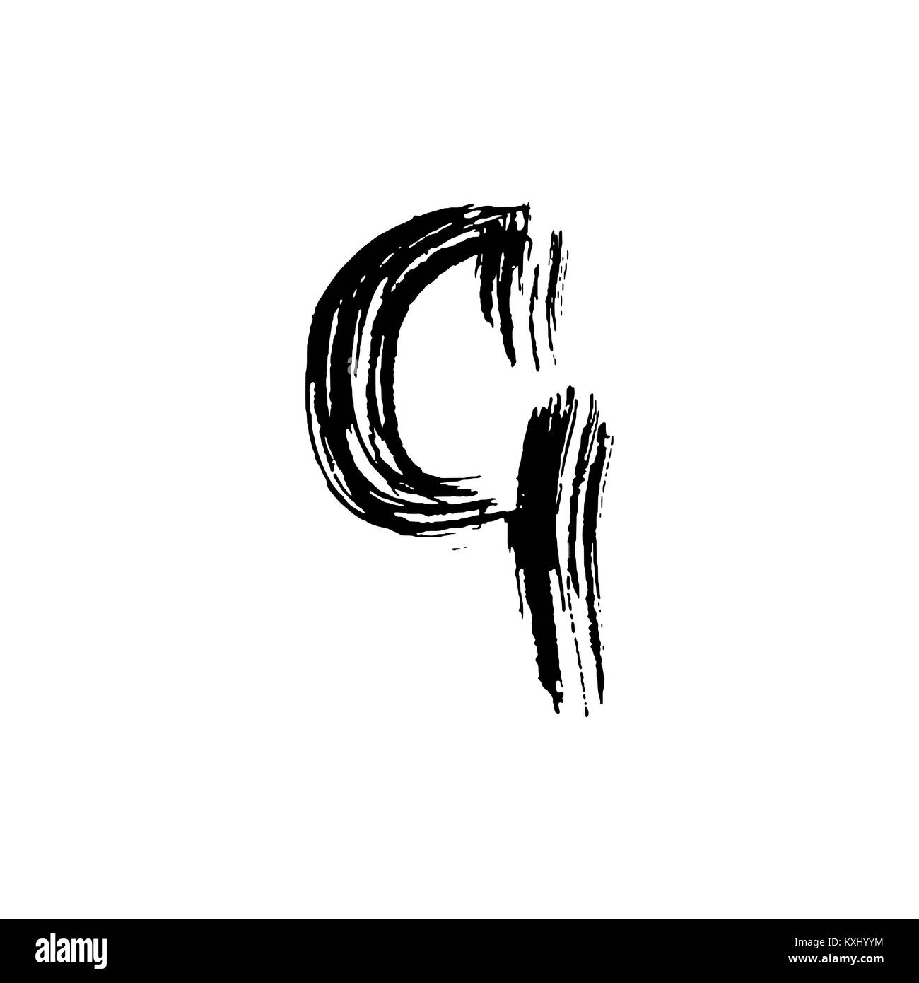 Letter G. Handwritten by dry brush. Rough strokes font. Vector ...