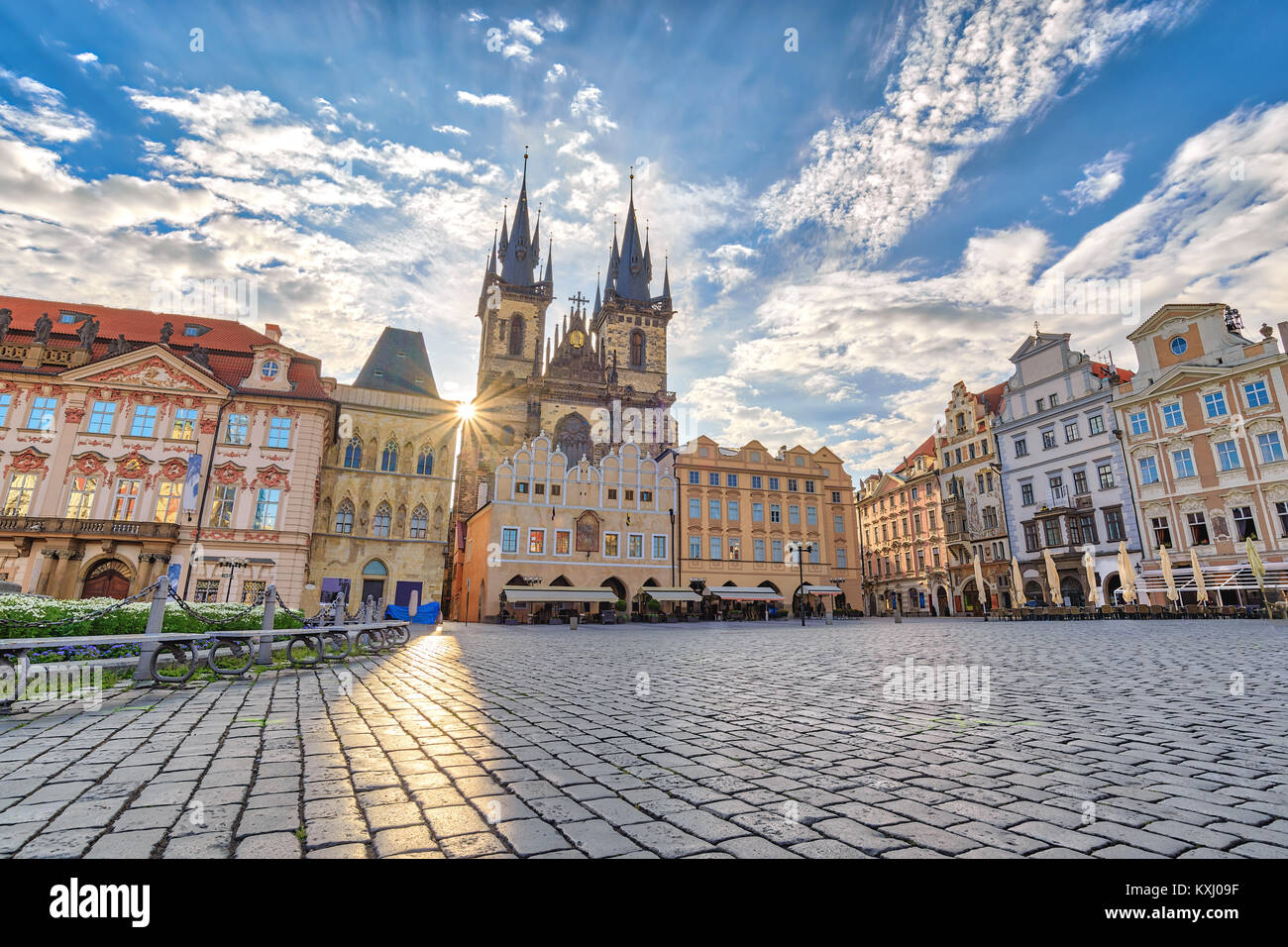 Prague sunrise city skyline at Prague old town square, Prague, Czechia ...