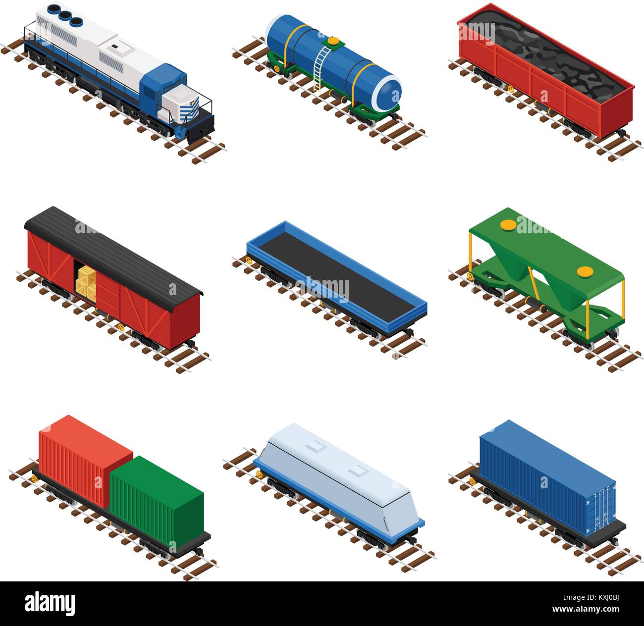 Isometric set of railway trains Stock Vector Image & Art - Alamy