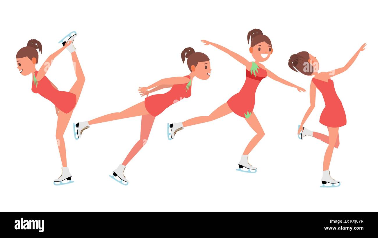 Girl Athlete Figure Skating. Ice Figure Skater Vector. Athletes Winter ...