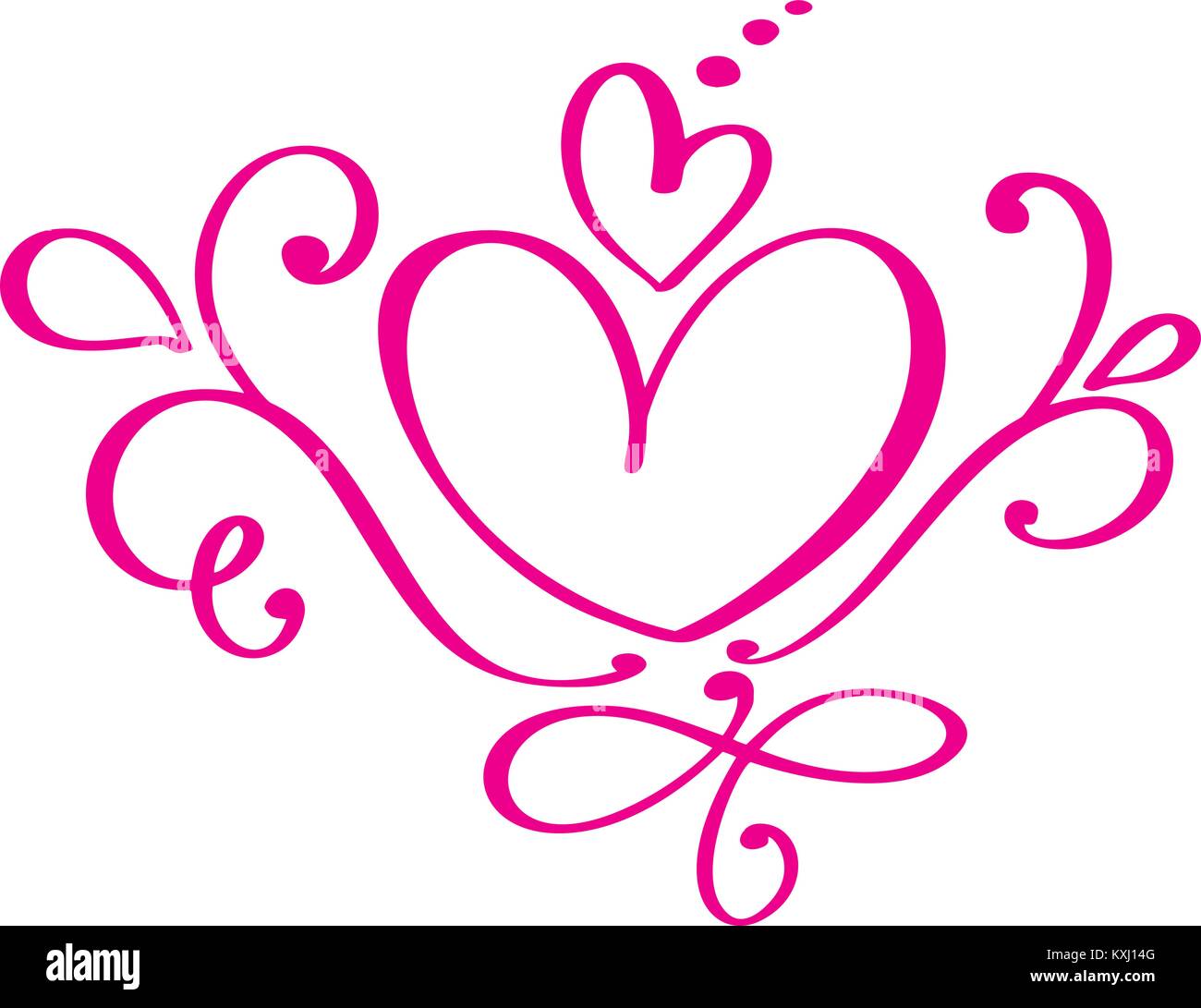 Vector Valentines Day Of Flourish Calligraphy Vintage Hearts Hand