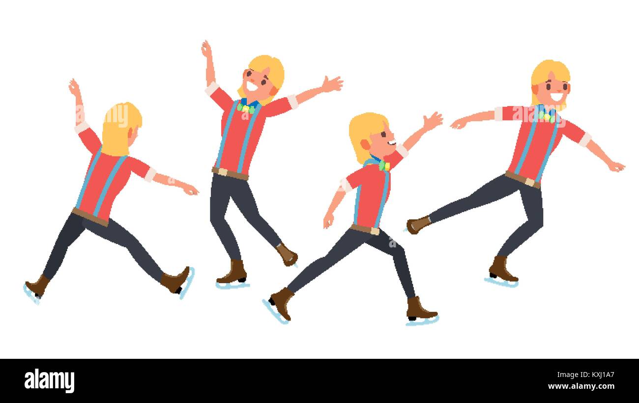 Boy Figure Skater Vector. Winter Sports. Skater Male. Different Poses ...