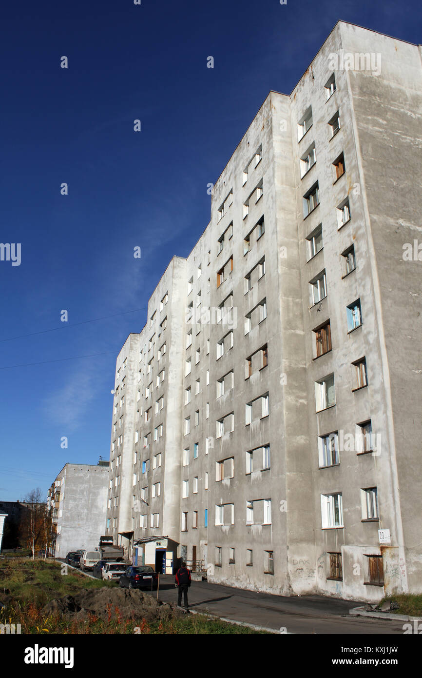 Old apartment building in Murmansk, Russia Stock Photo - Alamy