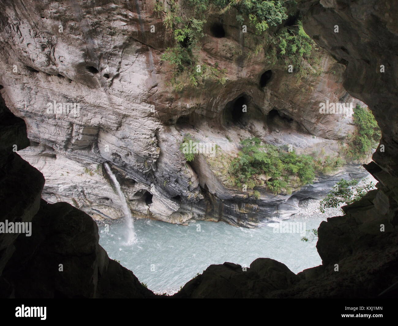 Looking through a rock window in Taroko National Park, Taiwan Stock ...