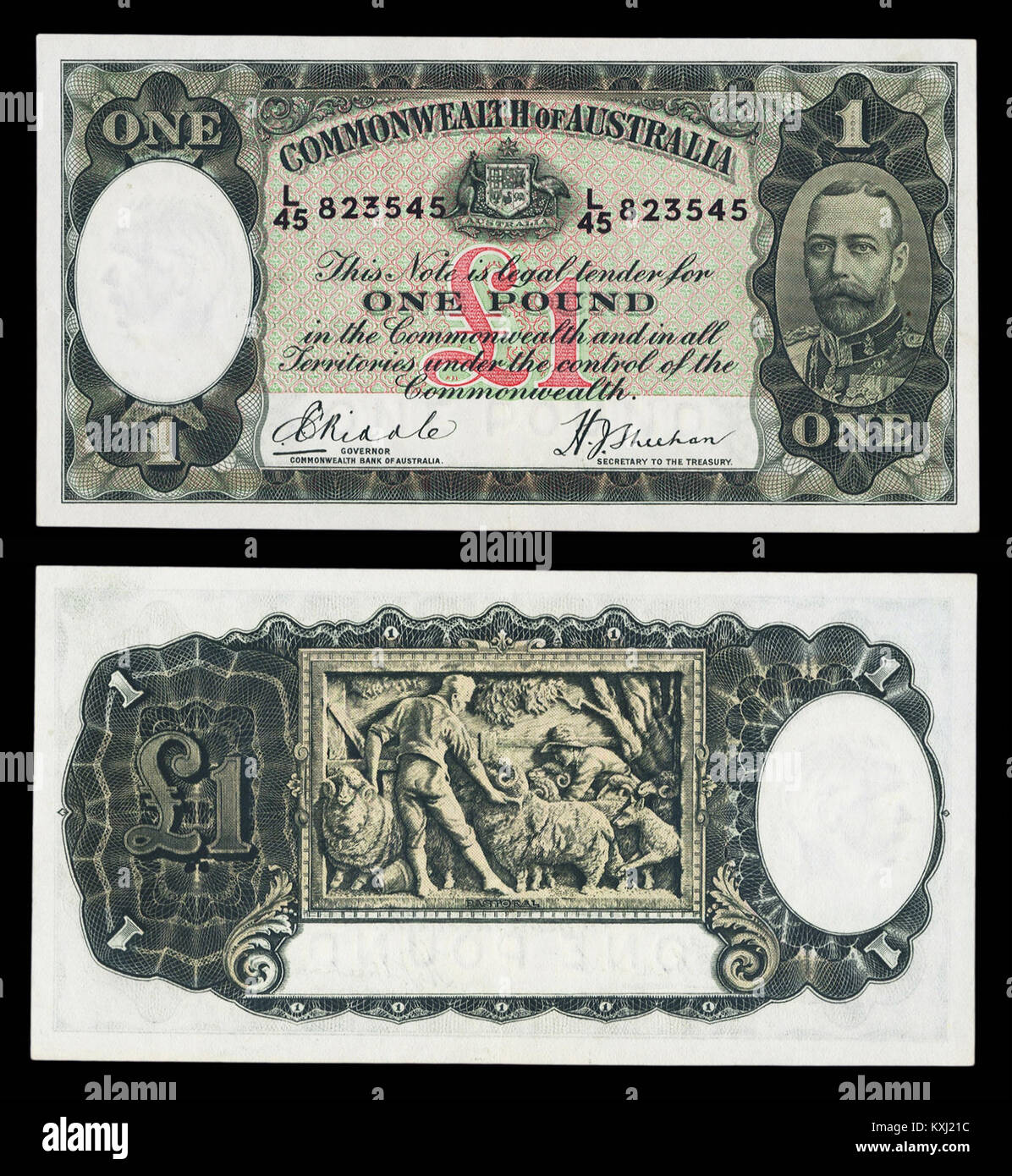 A 1933–1938 Australian one-pound banknote issued by the Commonwealth ...