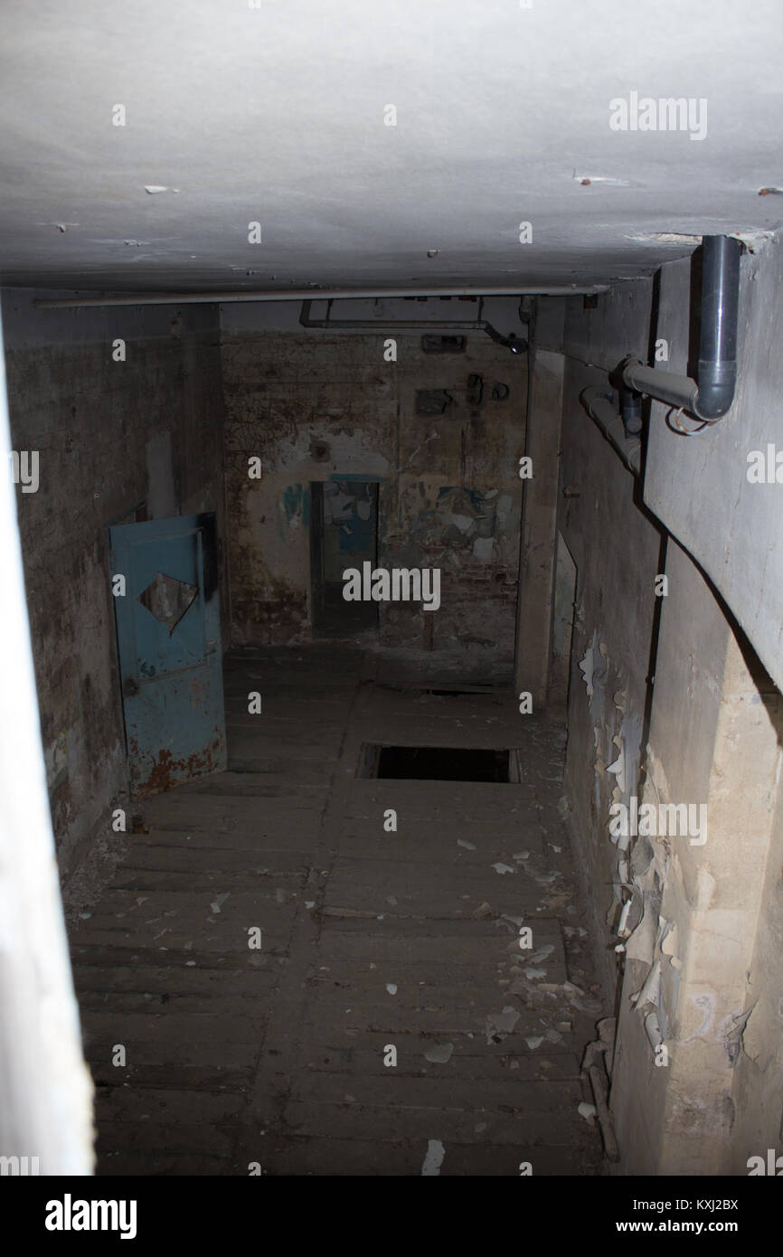 This photograph offers a view into the basement of a building on ...
