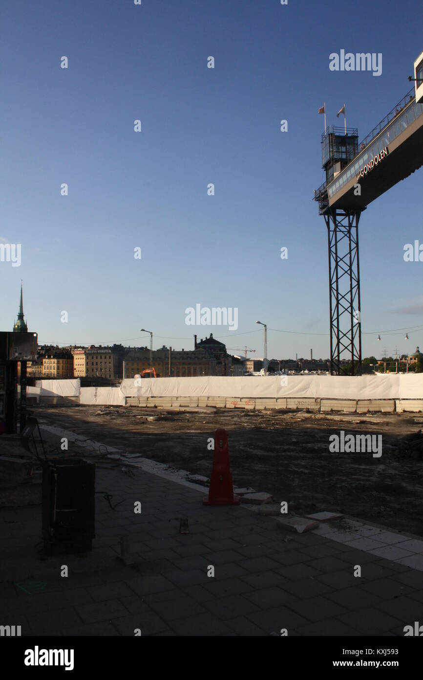 A photograph showing a view from Slussen, Stockholm, Sweden, depicting ...