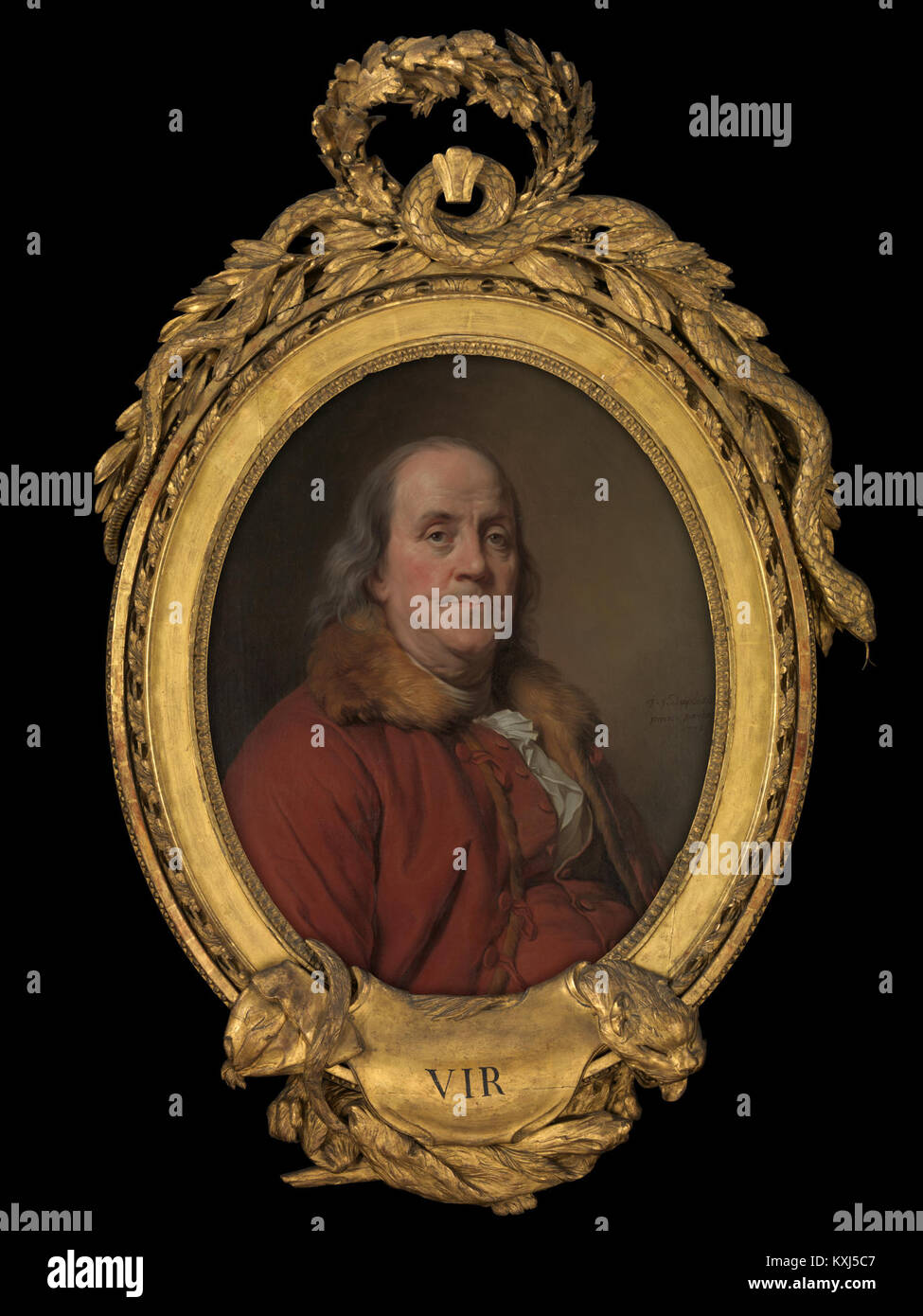 This portrait depicts Benjamin Franklin, one of the Founding Fathers of ...