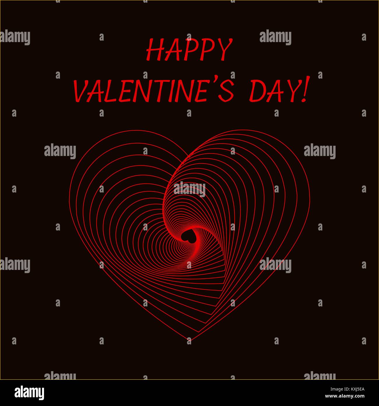 Greeting card for Valentine's Day in optical illusion style, vector ...