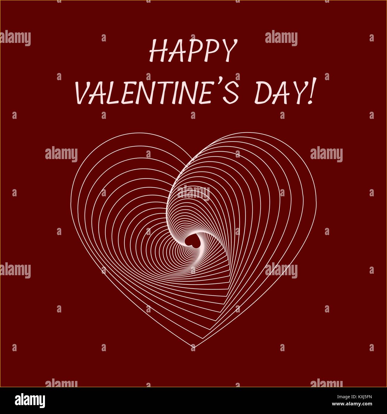 Greeting card for Valentine's Day in optical illusion style, vector ...