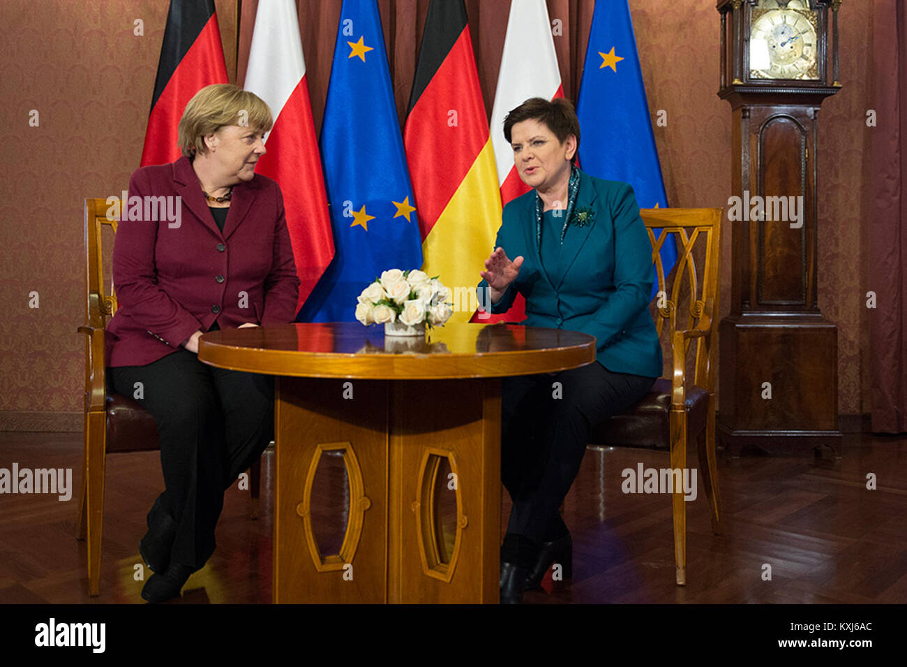 Photograph of German Chancellor Angela Merkel with Polish Prime ...