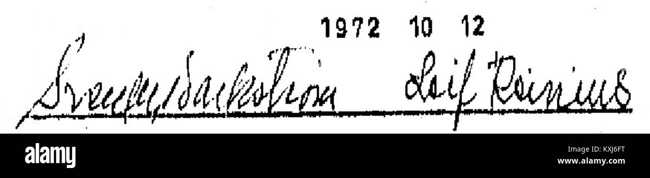 Backström & Reinius signatur 1972 Stock Photo - Alamy