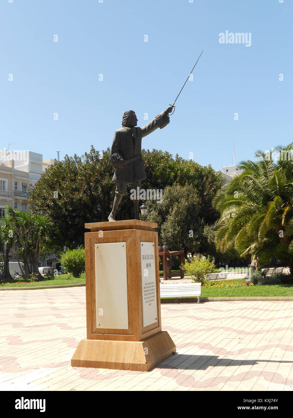 This image captures the statue of Blas de Lezo, a renowned Spanish ...