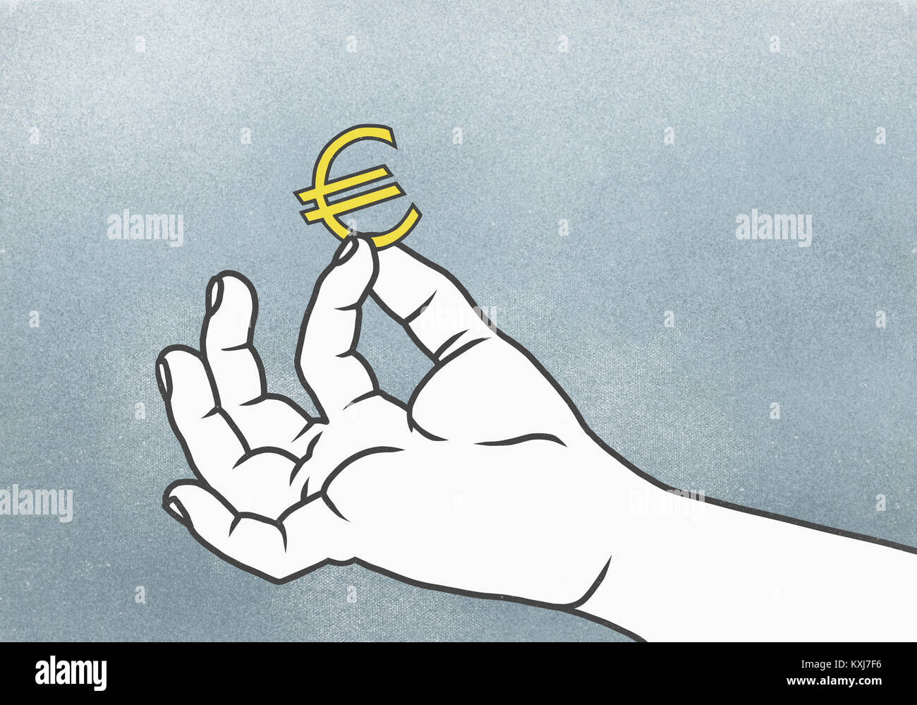 Cropped hand of man holding Euro symbol against gray background Stock ...