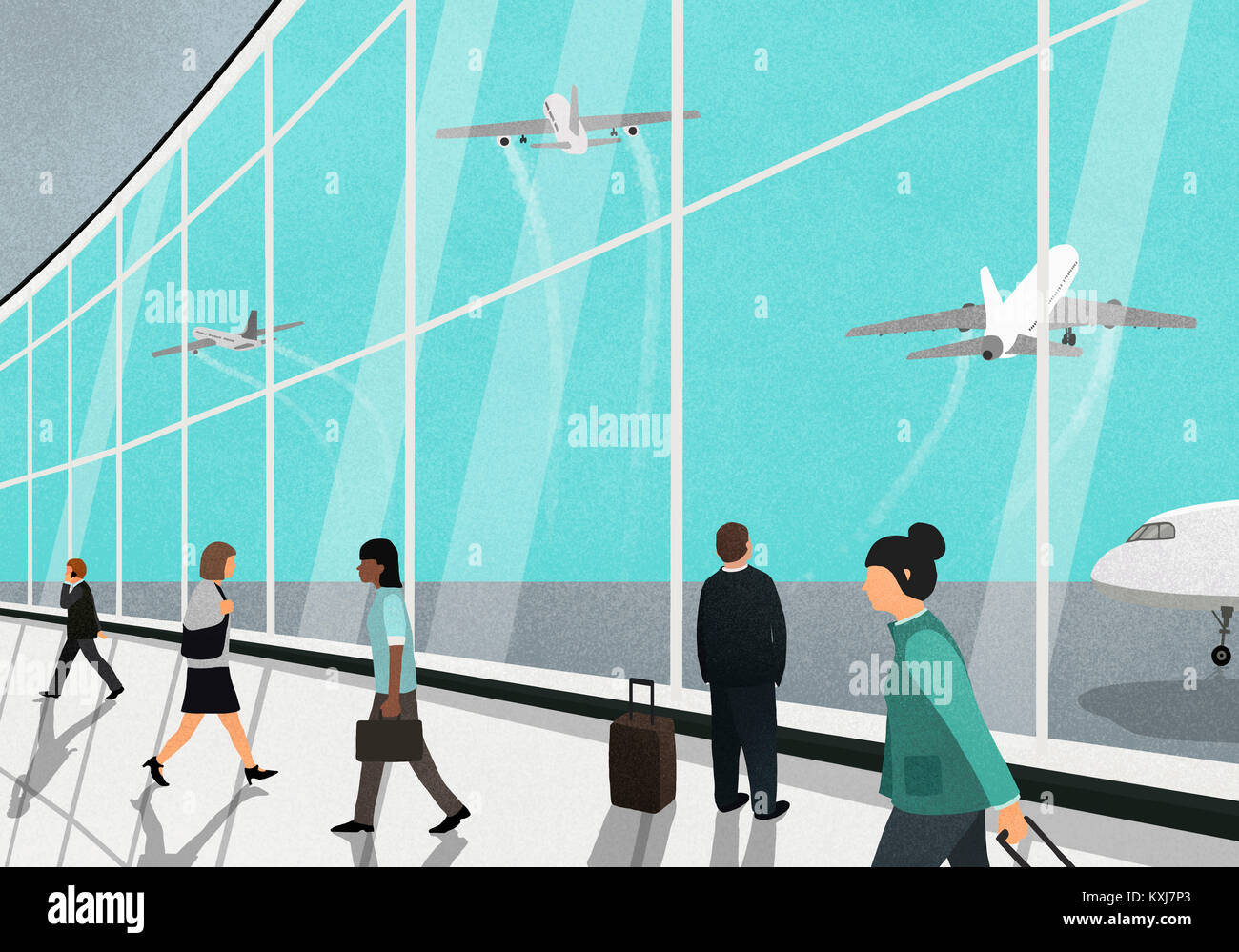 People walking by window at airport Stock Photo - Alamy