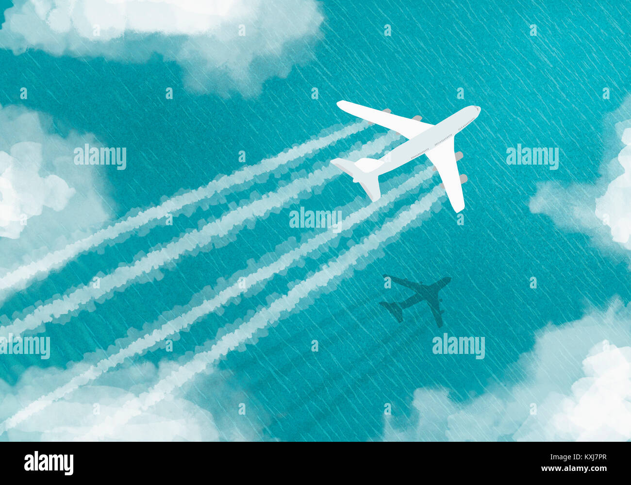 Aerial view of airplane flying over sea Stock Photo - Alamy