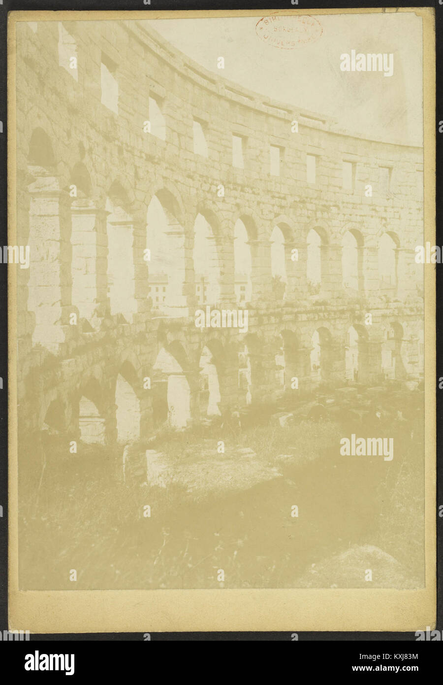 This 1869 illustration by J-A Brutails depicts the Amphitheater of Pula ...