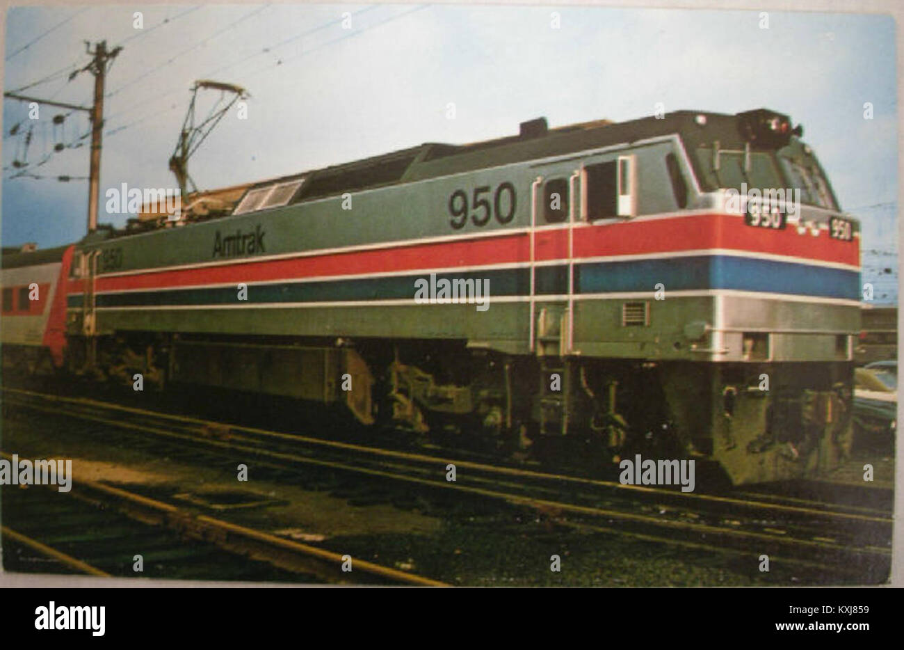This December 1974 postcard features Amtrak 950 at Race Street Yard ...