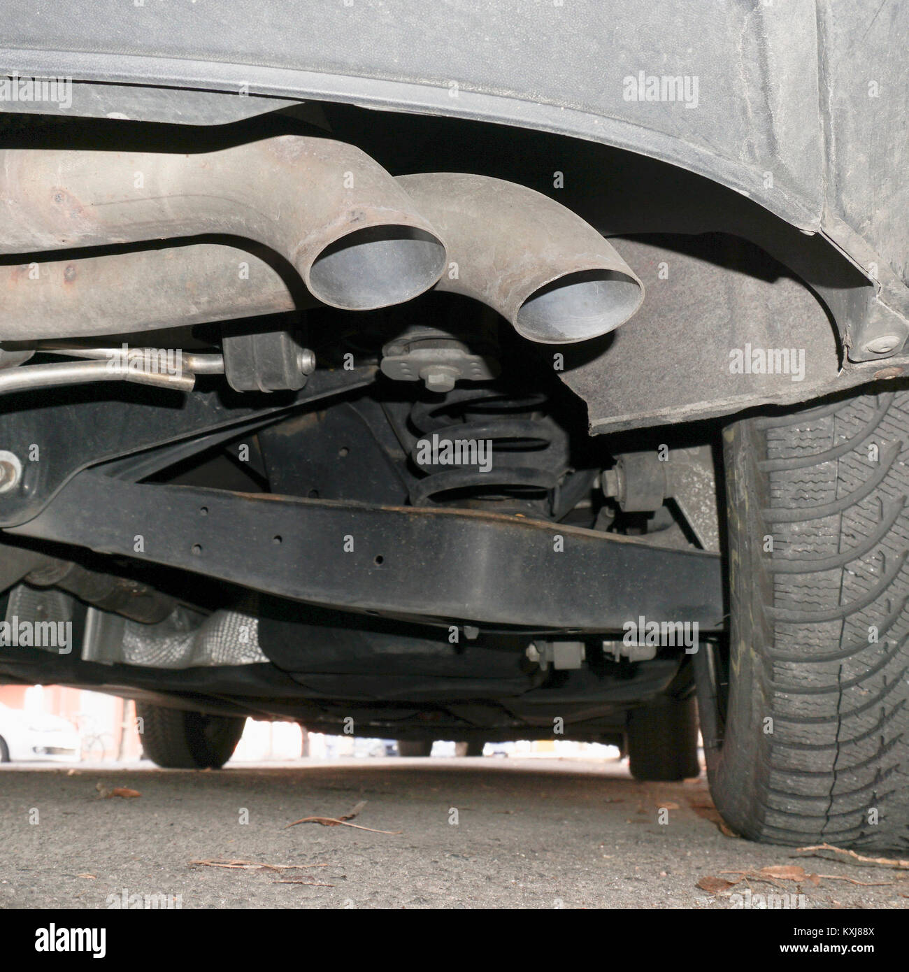 Close-up of car exhaust pipes Stock Photo - Alamy