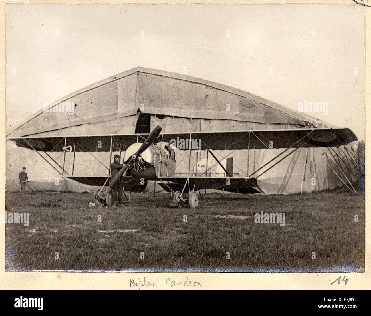 A biplane model of the Caudron aircraft, piloted by Adjudant Bauer ...