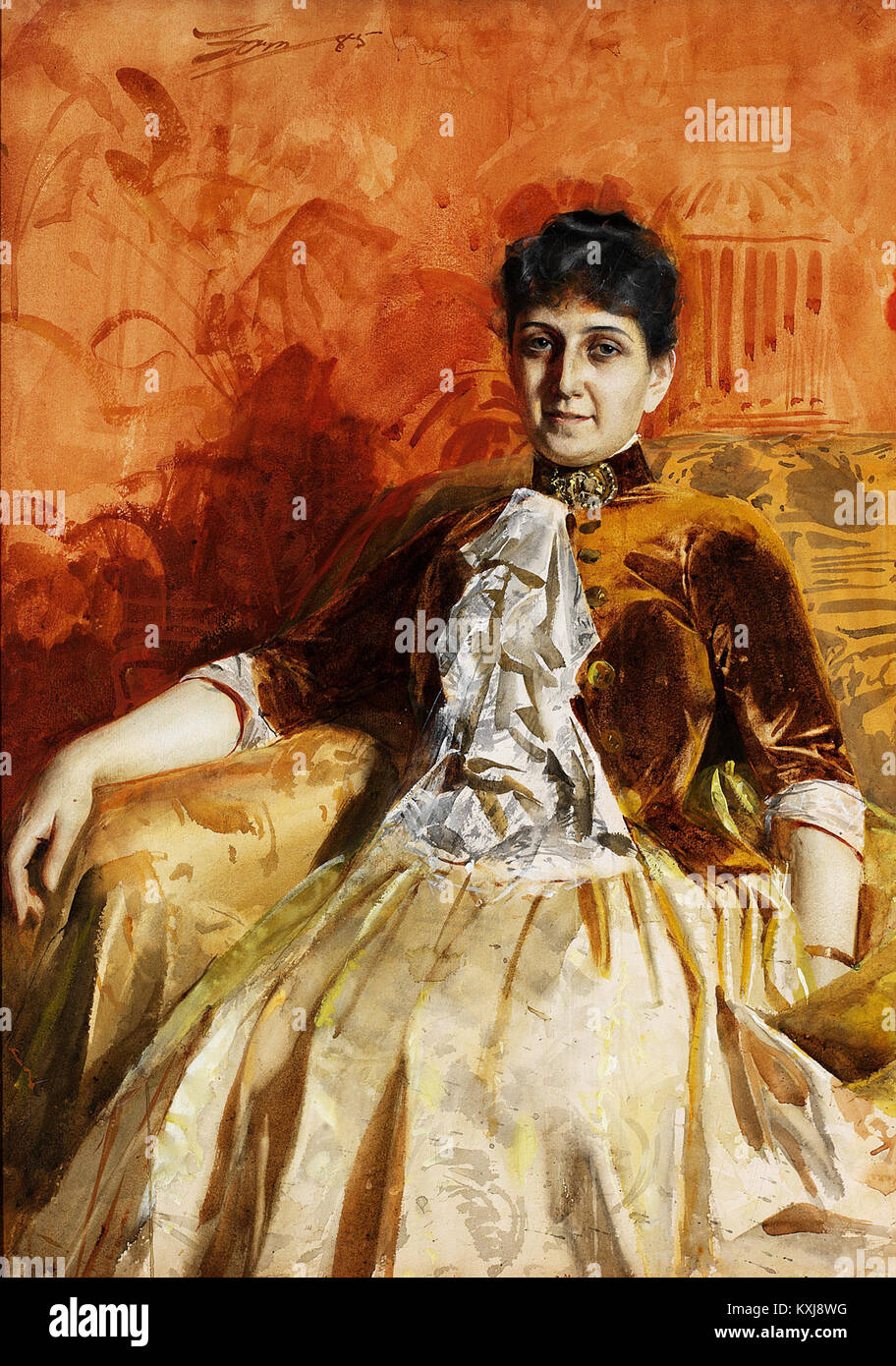 This portrait by Swedish artist Anders Zorn depicts Lisen Lamm ...