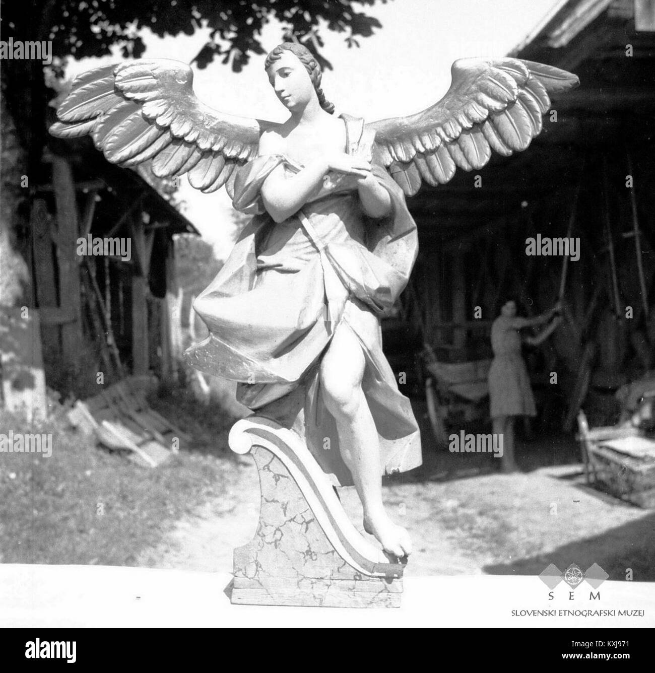 A wooden sculpture of an angel created by Jože Tome around 1890 ...