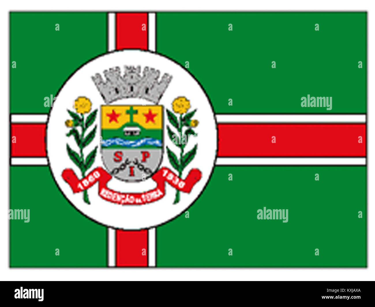 The flag of Redenção da Serra represents the municipal identity and ...