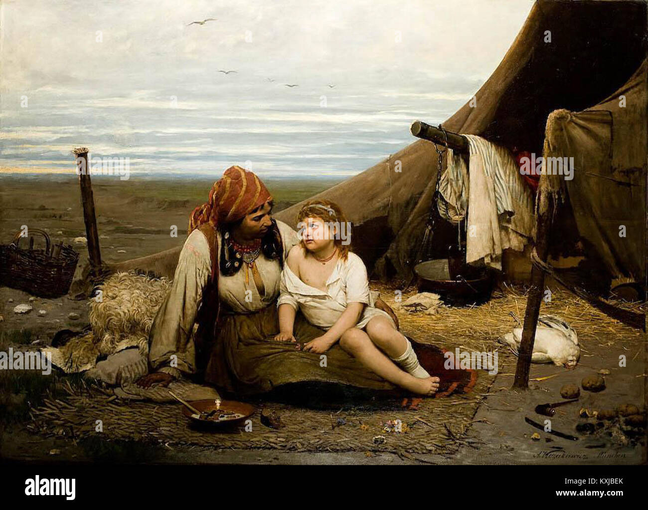 Cygańska Rodzina (Gypsy Family) by Antoni Kozakiewicz is a painting ...