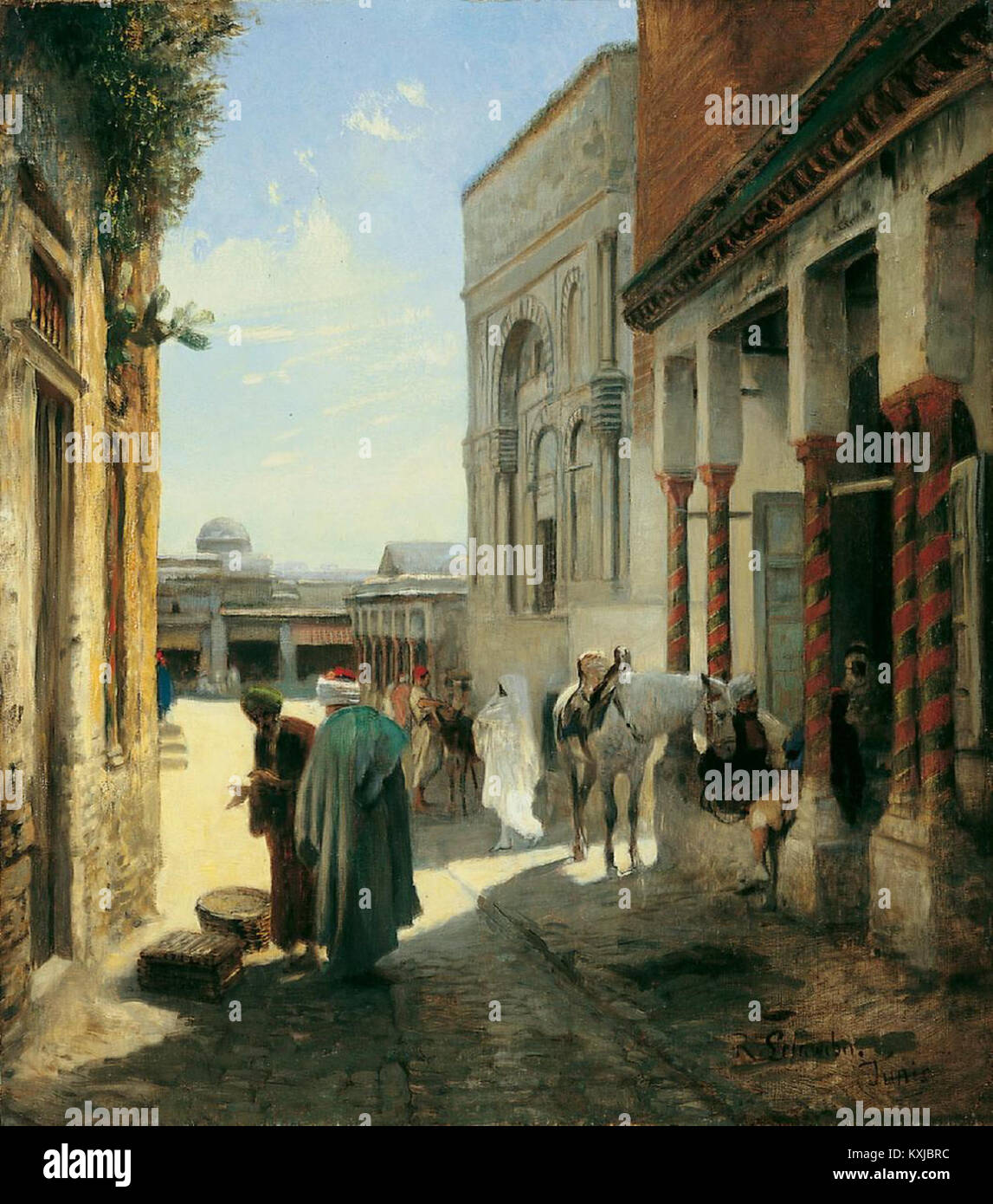 A street scene in Tunis, illustrated by Anton Robert Leinweber ...