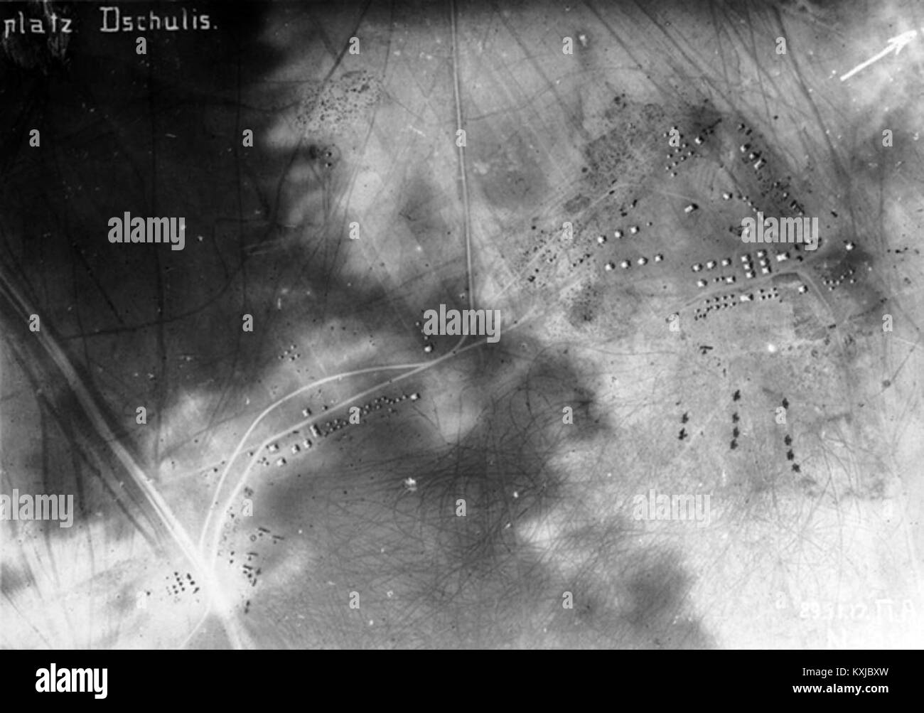 An aerial photograph from 17 November 1917 shows the aerodrome at Julis ...