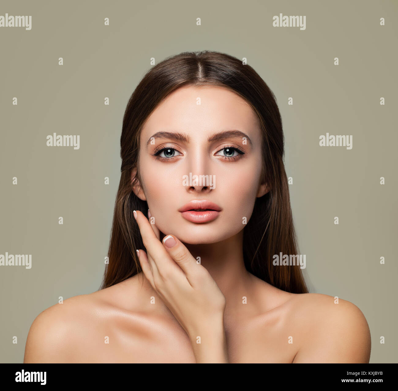 Spa Model Woman with Healthy Skin and Hair on Background. Spa Beauty ...