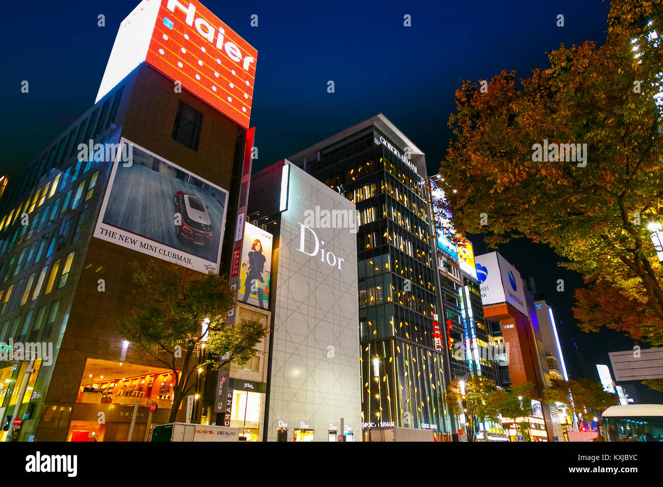 TOKYO, JAPAN - NOVEMBER 28 2015: The Ginza is the Tokyo's most famous ...