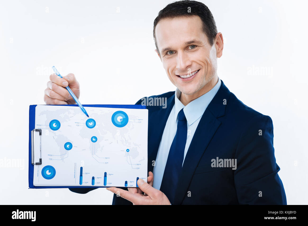 Nice joyful man presenting a business project Stock Photo - Alamy