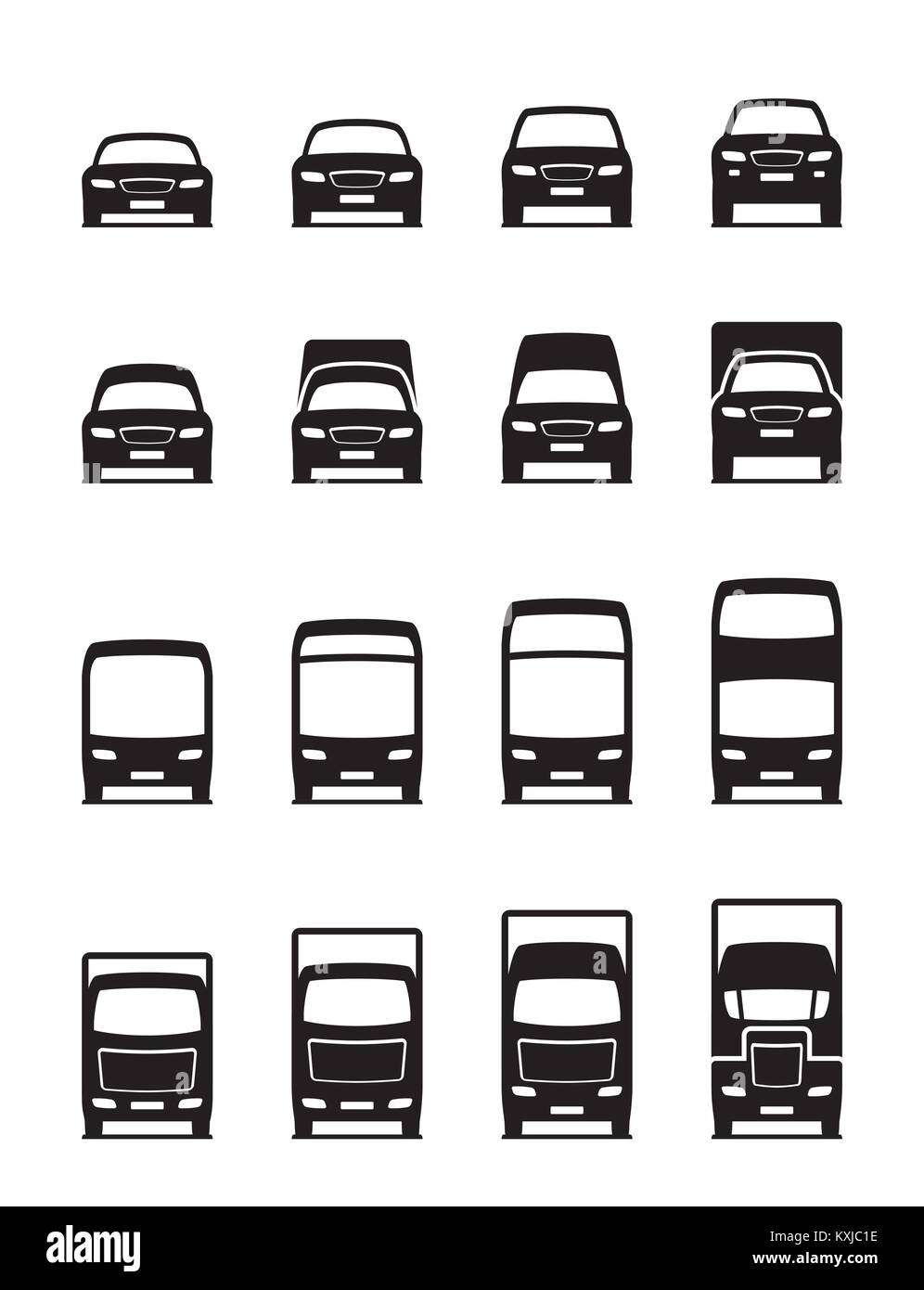 Road transportation vehicles in front - vector illustration Stock ...