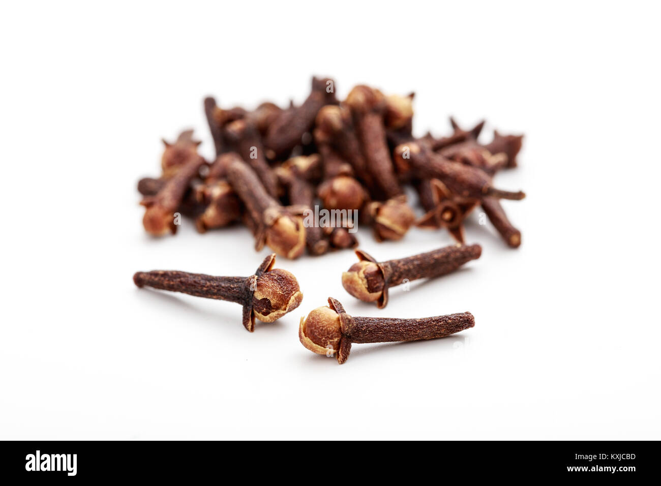 Clove seeds on white background Stock Photo - Alamy