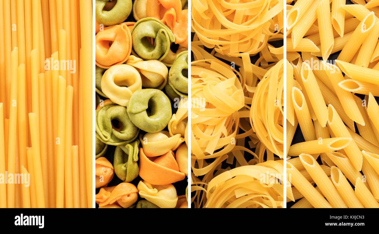 Set italian raw uncooked pasta hi-res stock photography and images - Alamy