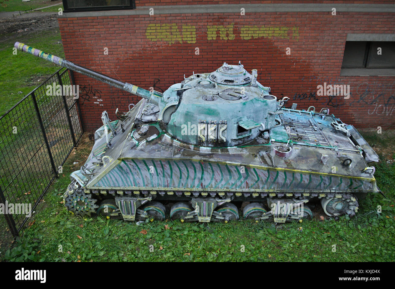 Abandoned Sherman Tank Wreck in Novi Sad, Serbia Stock Photo - Alamy