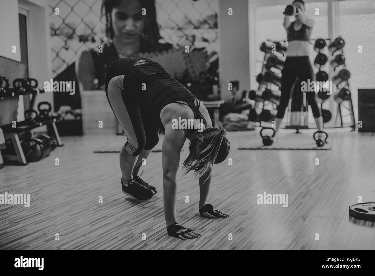 cross fitness group training workout. functional training Stock Photo ...