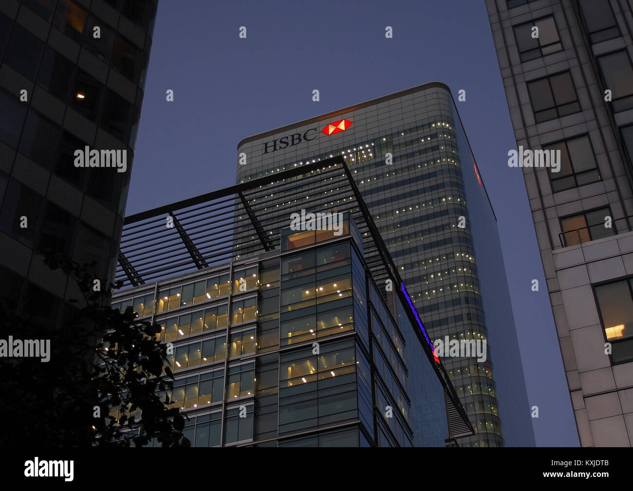 London, United Kingdom - September 11 2007: Night shot of the HSBC ...