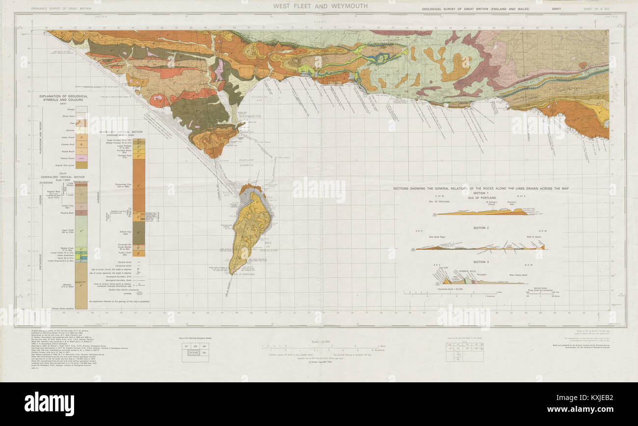 West Fleet Weymouth geological survey sheet 341/342 Jurassic Coast 1976 ...