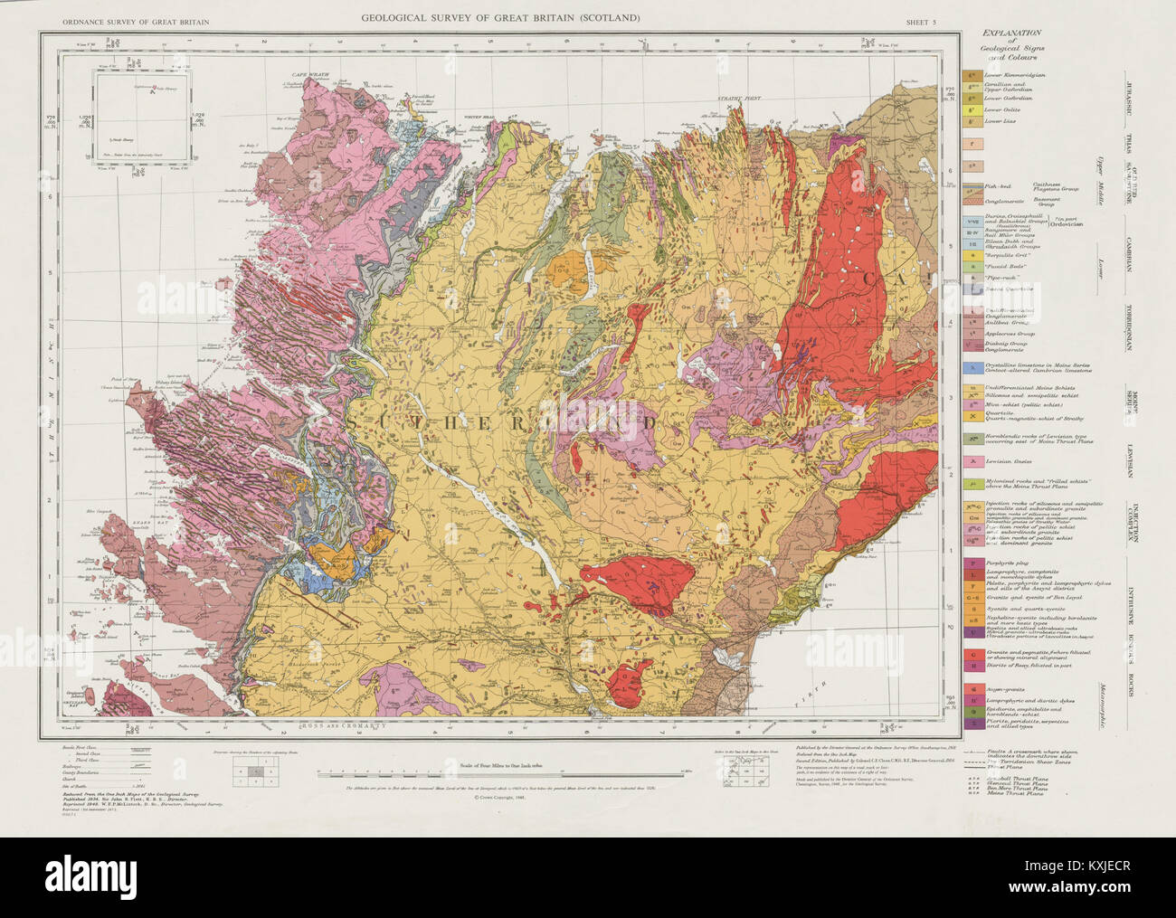 Sutherland geological survey map sheet 5. Scotland Scottish Highlands ...